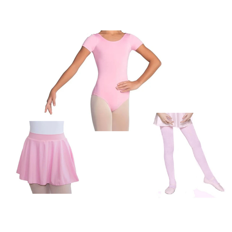Kit Ballet Infantil, Collant mc + Saia Com Cós + Meia Fio 40, Roupa ...
