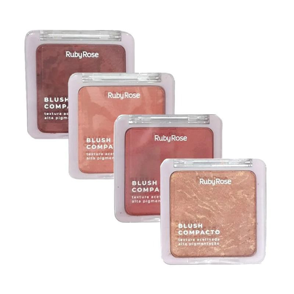 Blush Compacto Cetim Seda Ruby Rose HB-6121 | Shopee Brasil