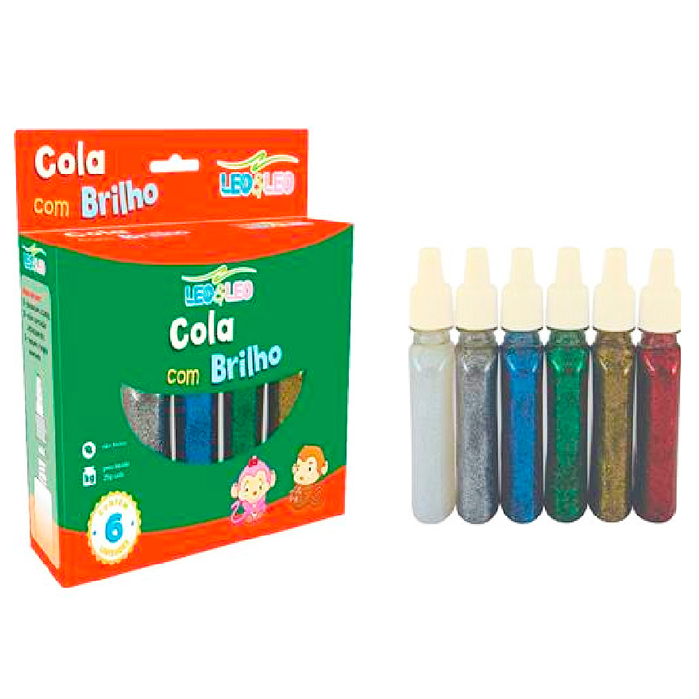 Cola Colorida com Glitter com 6 cores 25g cada | Shopee Brasil