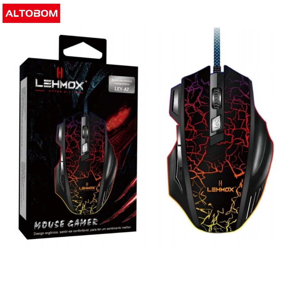 Mouse Gamer Led Rgb 3200 Dpi Com Fio Pc LEY-A7 Lehmox | Shopee Brasil