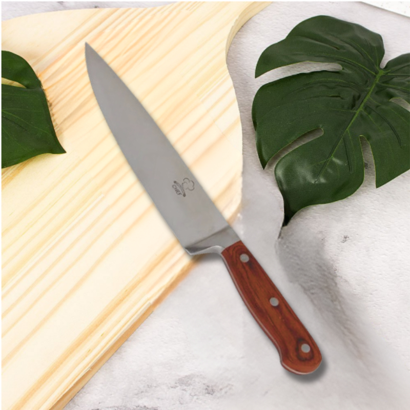 Faca Profissional Chef 8 Polegadas Aço Inox Cabo de Madeira Carnes ...
