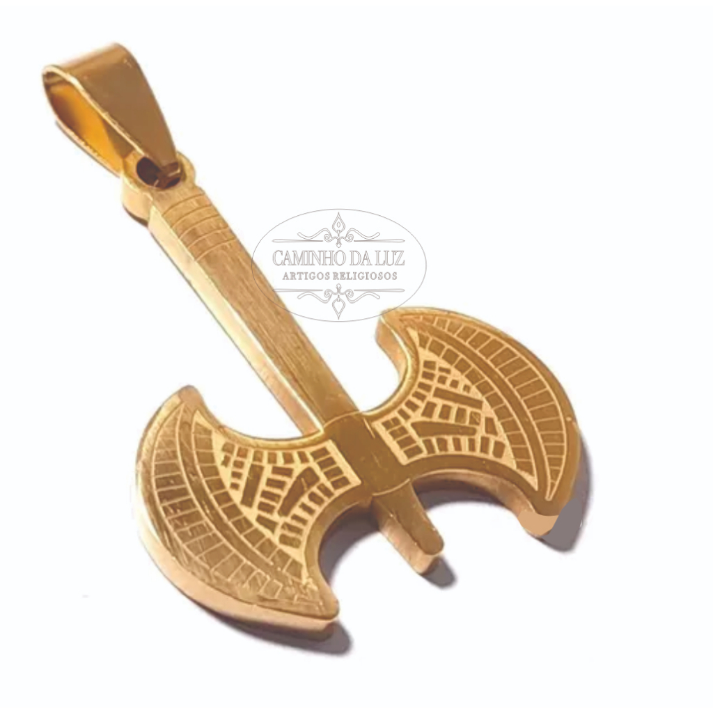 Pingente Machado Xangô Orixá Banhado a Ouro 18k Umbanda Candomblé ...