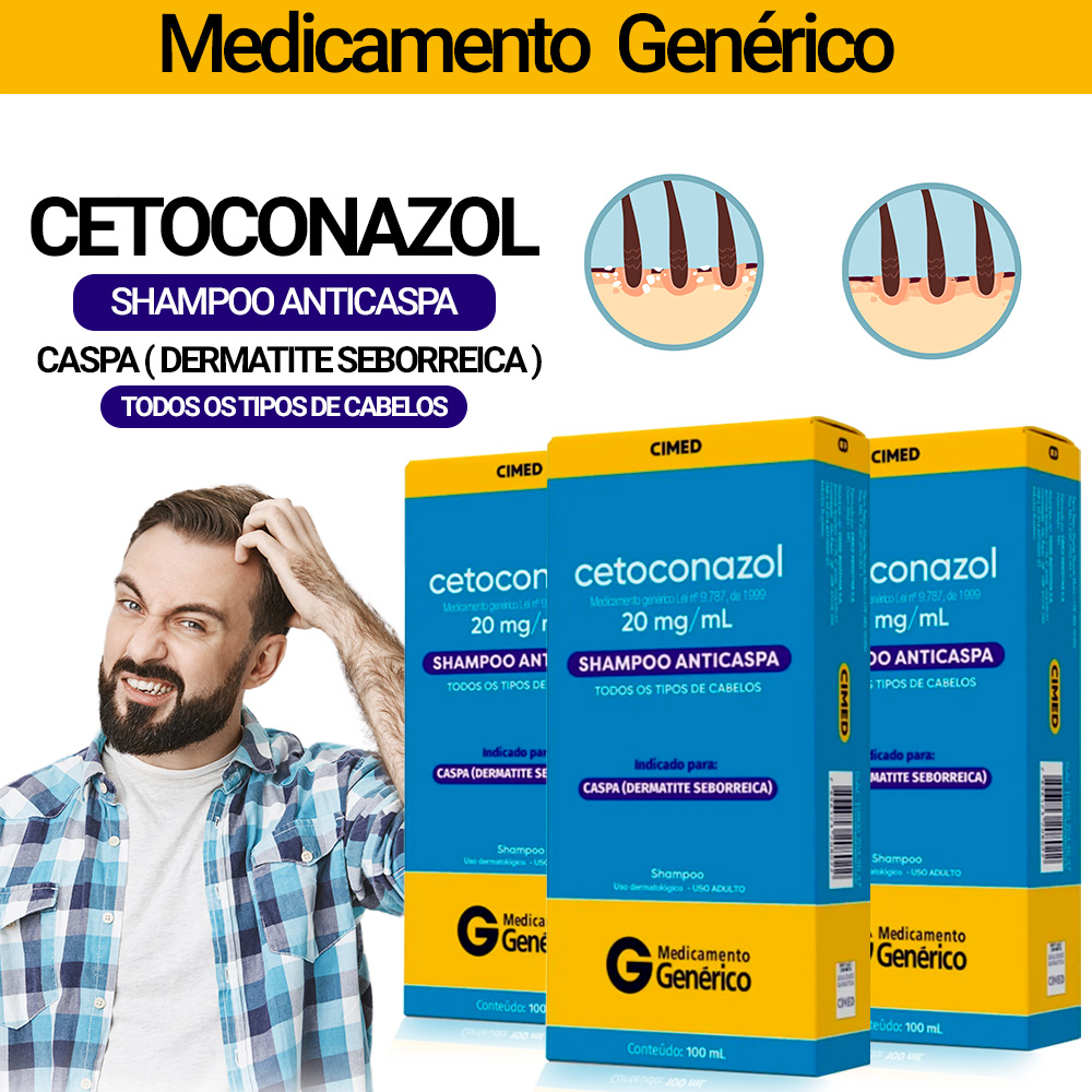 Shampoo cetoconazol indicado para caspa, dermatite seborreica - Cimed ...