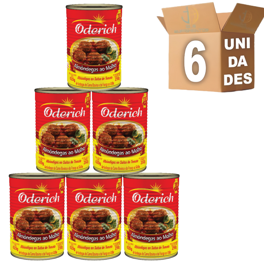 Kit 6 Almondegas ao Molho 420g Lata Oderich | Shopee Brasil