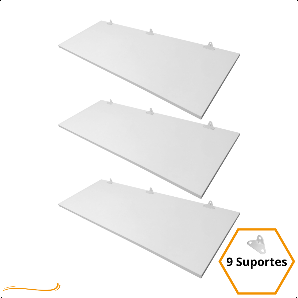 Kit 3 Prateleira Branca 80X25 Com Suporte Flutuante Mdf Branco ...