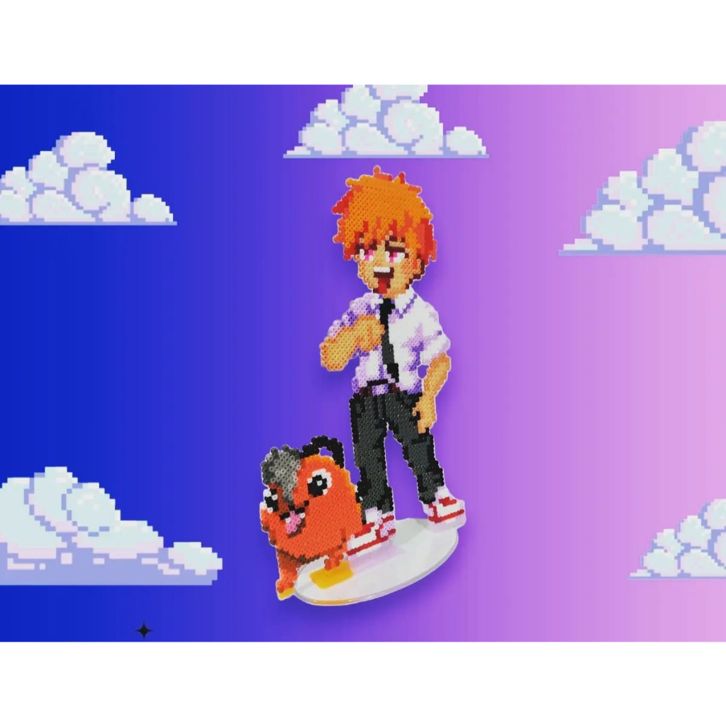 Totem Denji e Pochita (Chainsaw Man) em pixel art | Shopee Brasil