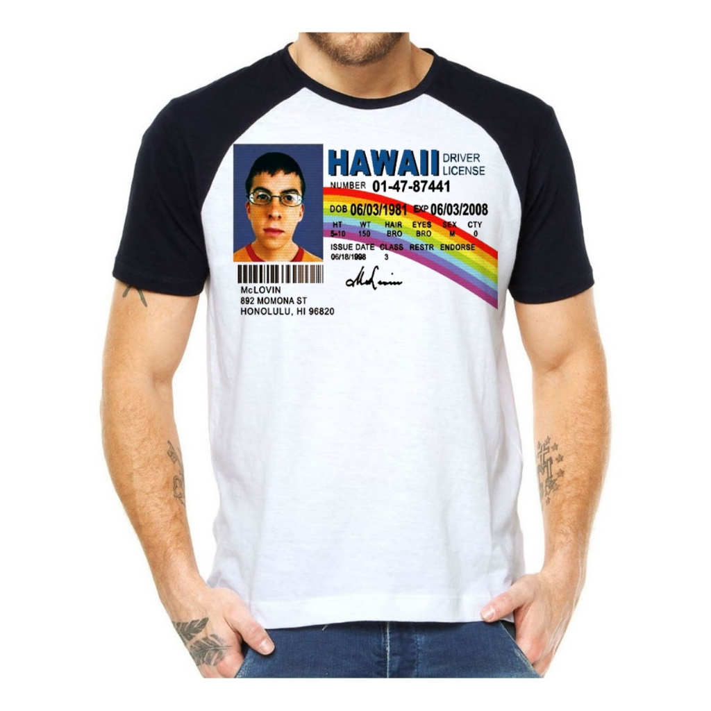 Camiseta camisa superbad Mclovin identidade filme nerd geek anime série ...