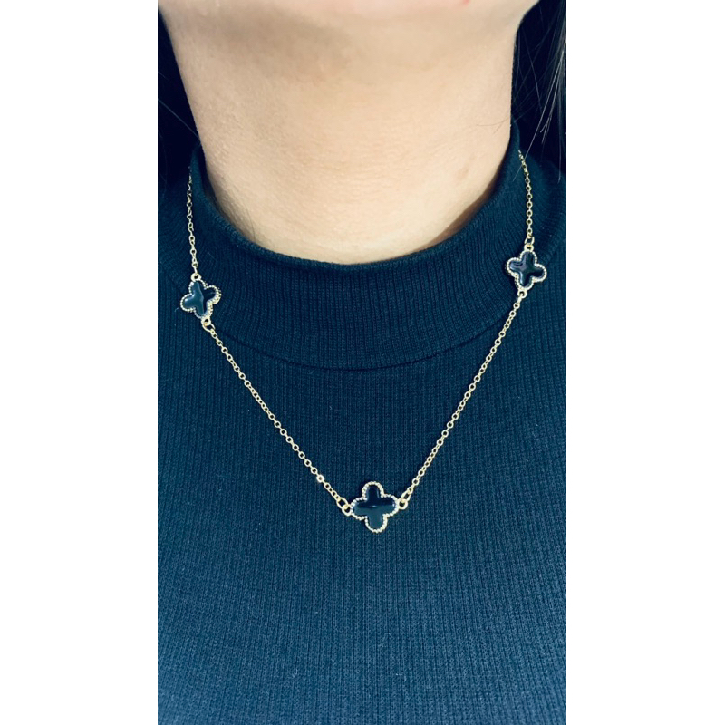 Colar trevo Virgínia dourado folheado | Shopee Brasil
