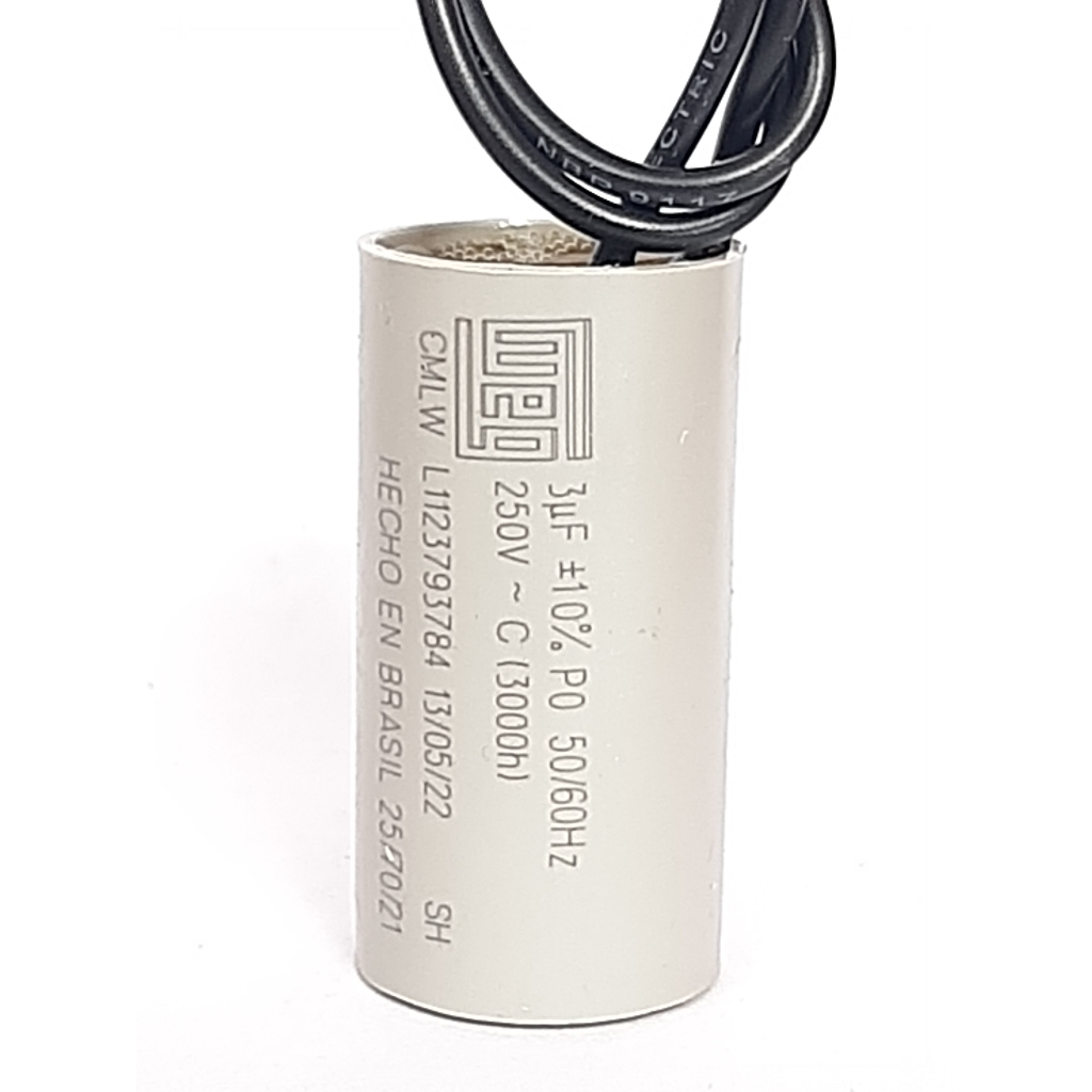 Capacitor 3uf 250v 2 Fios Weg Para Ventilador 110/220v | Shopee Brasil