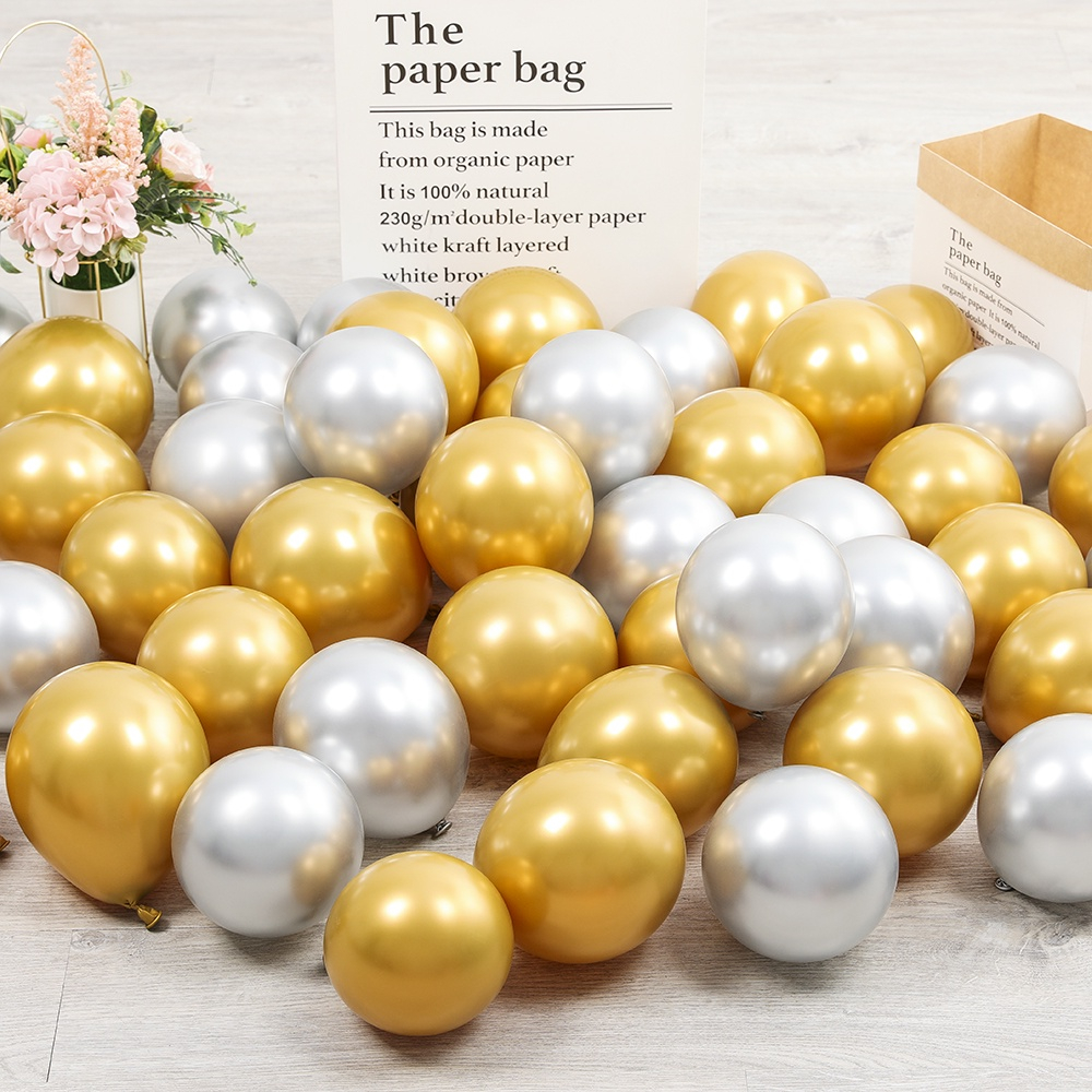 Kit 50 Balões Metalizados Cromados Tamanho 5 Polegadas - Balão Bexiga Para Festas e Aniversários ...