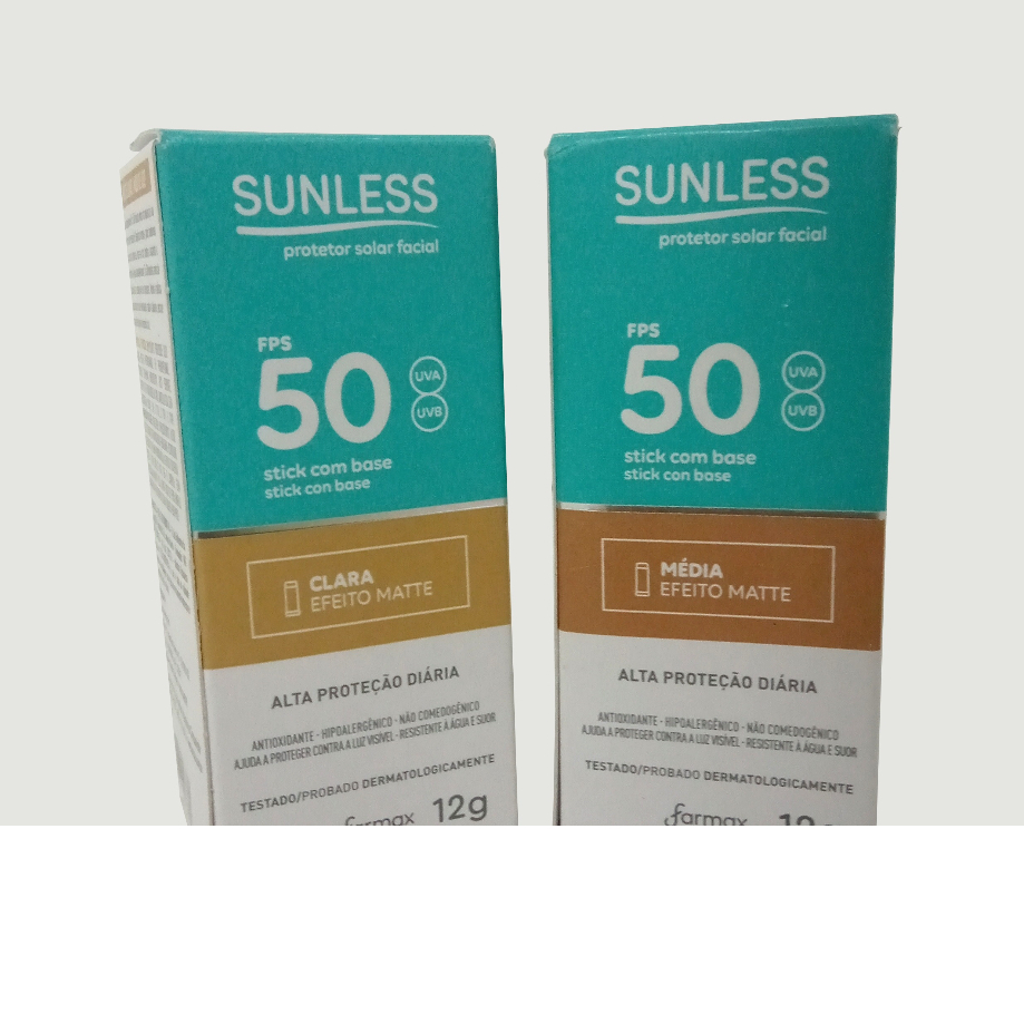 PROTETOR SOLAR FACIAL FPS 50 STICK COM COR SUNLESS 12G UVA E UVB ...