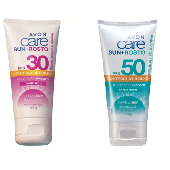 Protetor Facial Controle de Brilho Care Sun+ FPS 50 /30 40g Avon VAL-07 ...