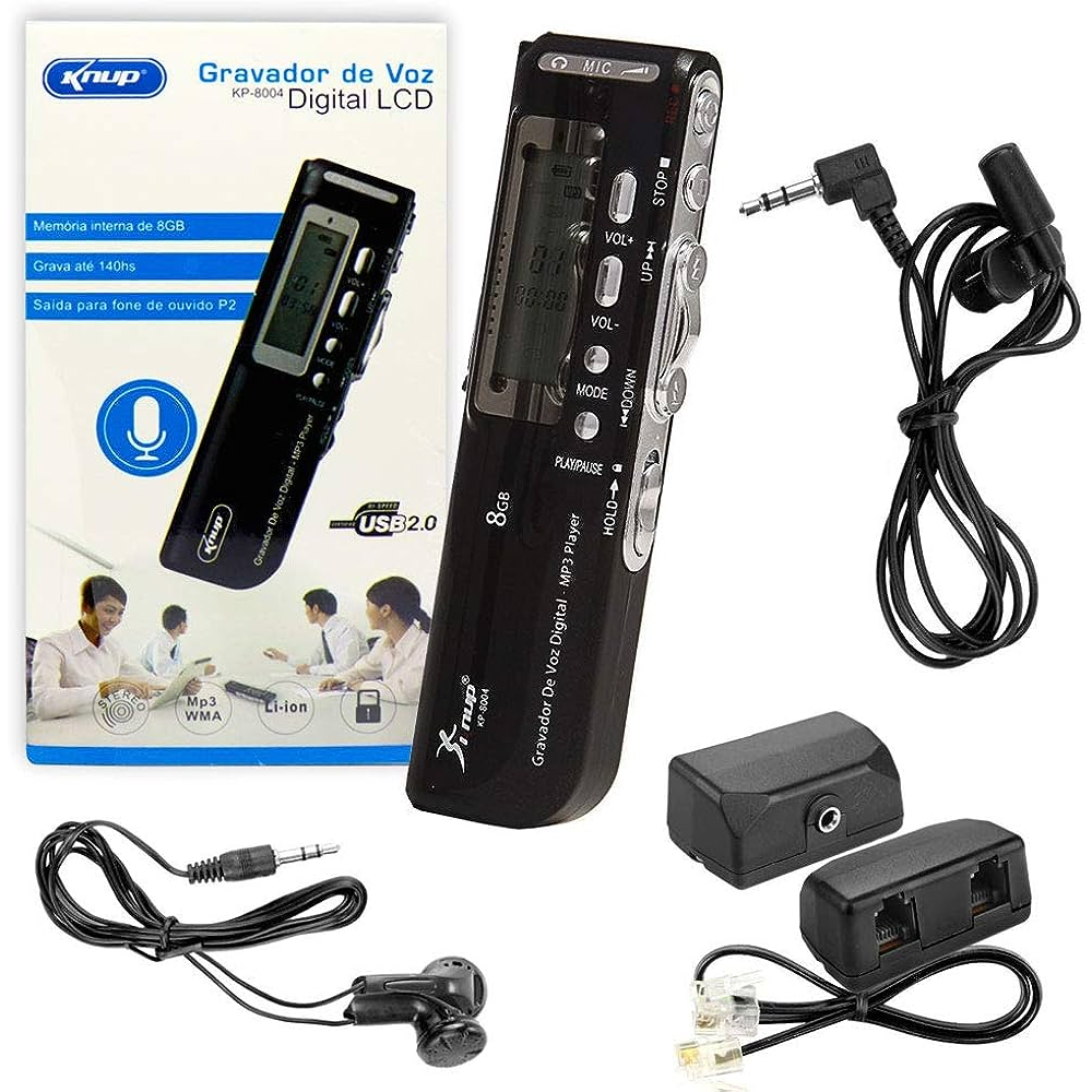 GRAVADOR DIGITAL DE AUDIO/VOZ 8GB MEM. COM MIC. LAPELA | Shopee Brasil