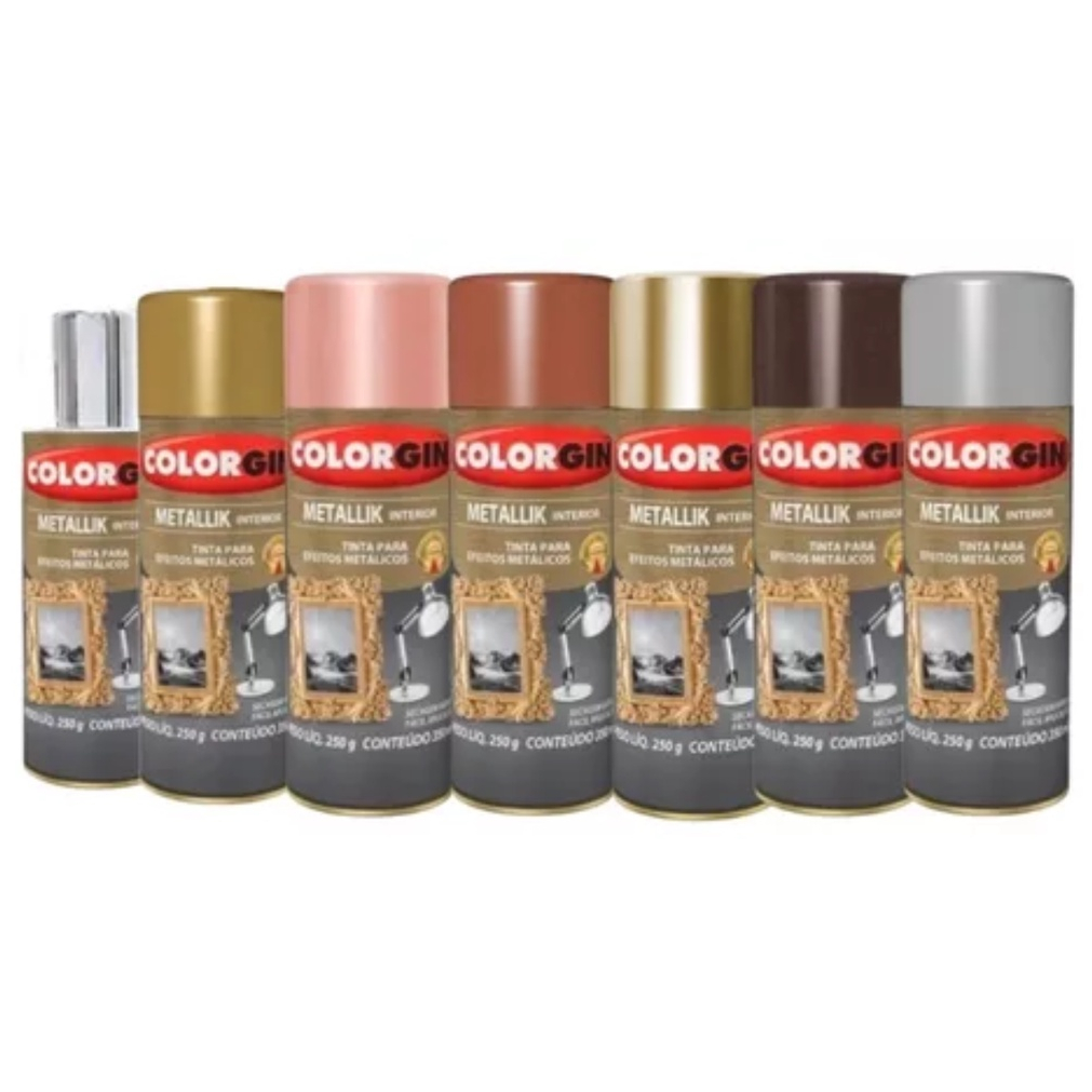 SPRAY METALLIK COLORGIN INTERIOR CORES METALICAS 350ML | Shopee Brasil