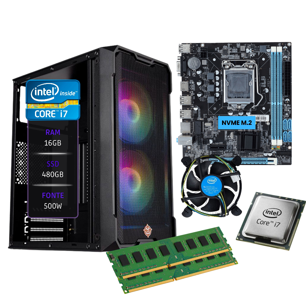 Cpu Pc Completo Gamer Completo I7 3770 16gb Ssd 480 Fonte 500w Rgb ...