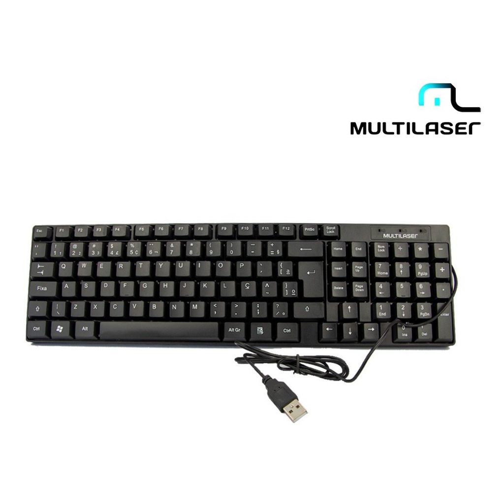 Teclado Multilaser Tc193 Qwerty Português Brasil Cor Preto | Shopee Brasil