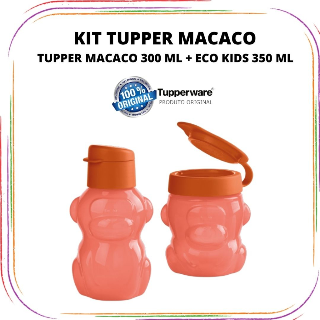 Kit Tupperware Eco Kids 350 ml + Tupper Pote Macaco 300 ml | Shopee Brasil