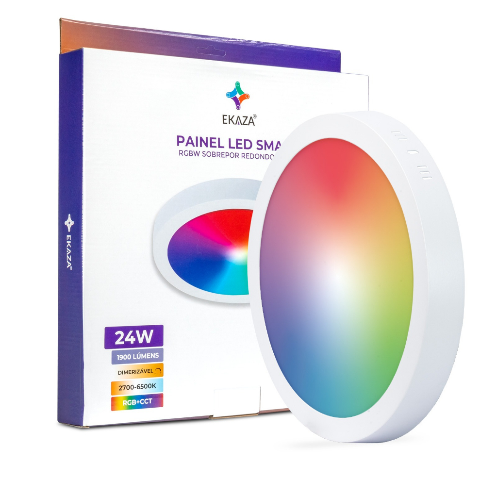 Plafon Inteligente Wi-fi Led Rgb 24w Redondo 30 cm Sobrepor Alexa ...