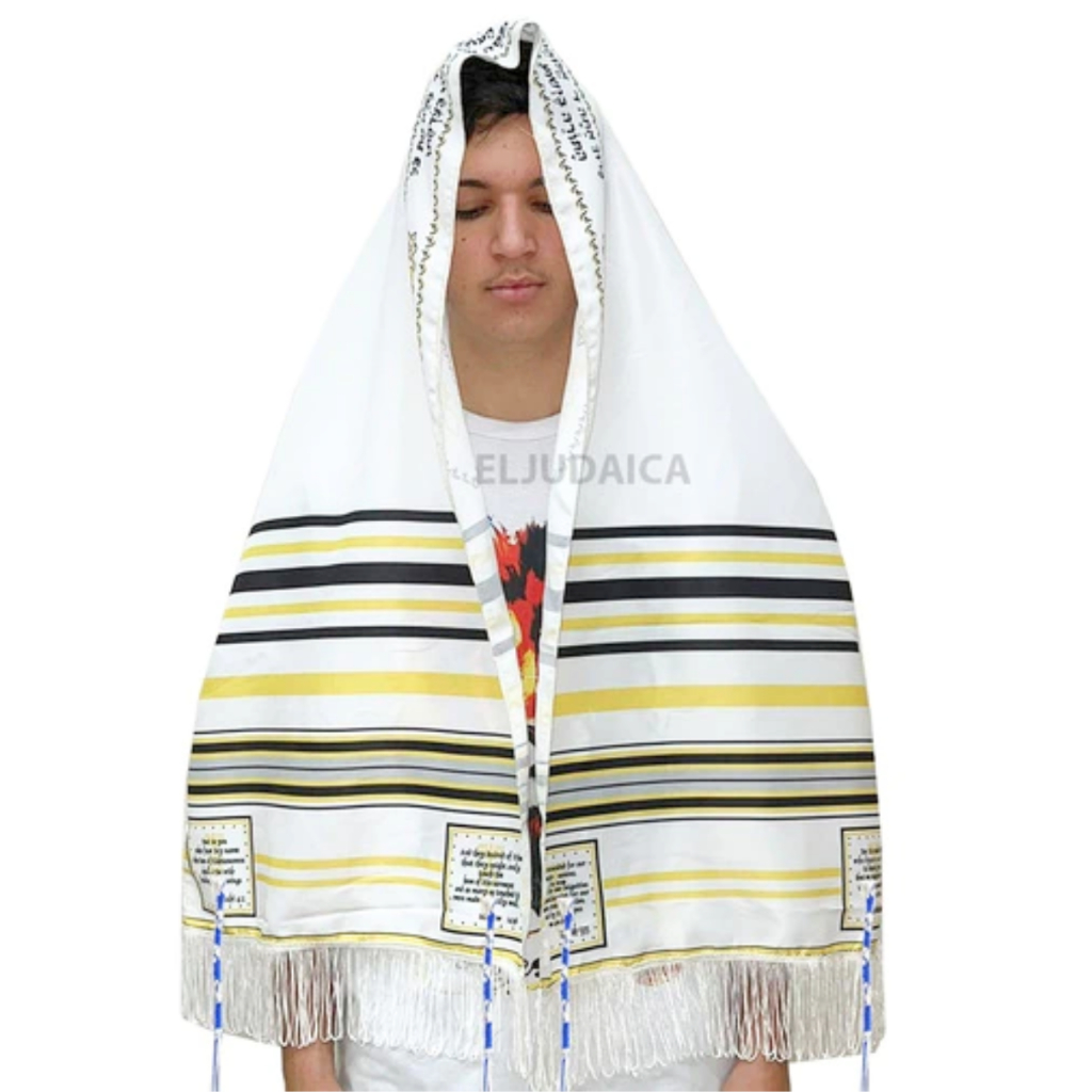 Talit Messiânico Nacional Cor Preto Com Dourado Com Tzitzit | Shopee Brasil