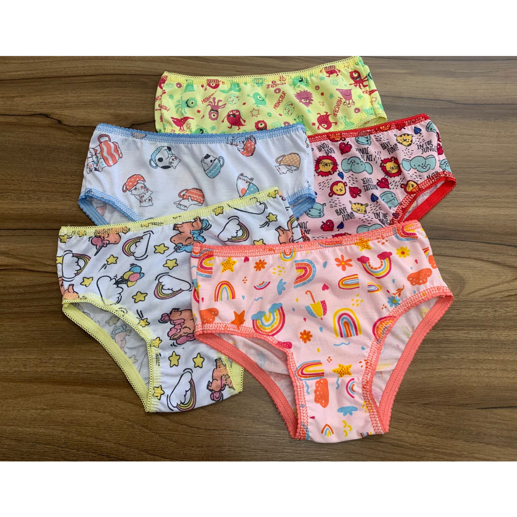 Kit 10 Calcinha Estampada Infantil PV | Shopee Brasil