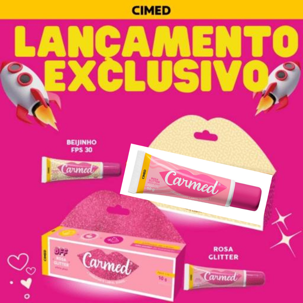 Carmed Rosa Bff Glitter Efeito Gloss Hidratante Labial 10g Cimed | Shopee Brasil
