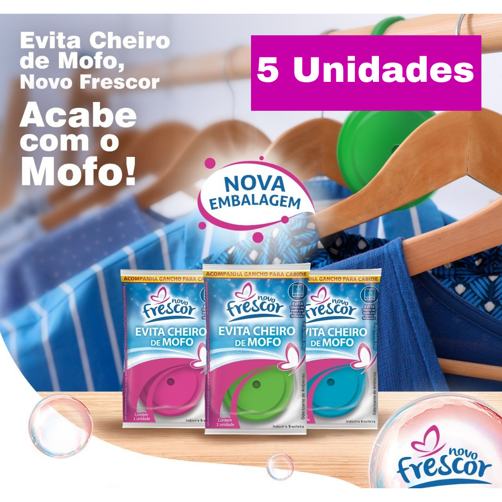 05x Evita Cheiro de Mofo AntiMofo AntiTraça Perfumado Armários Guarda ...