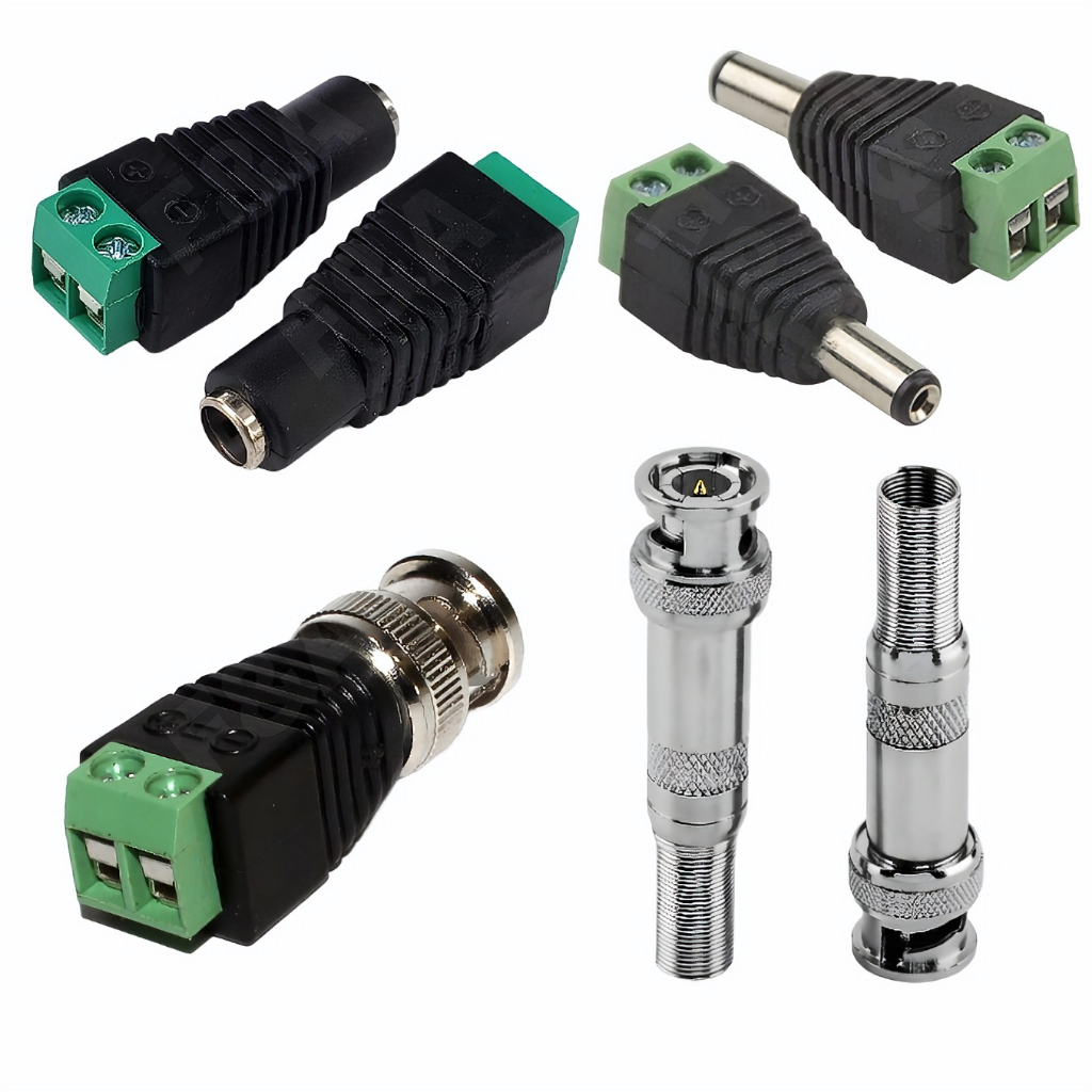 Kit 10 Conector Cftv Mola 6mm Bnc Borne Plug P4 Macho Para Camera De ...