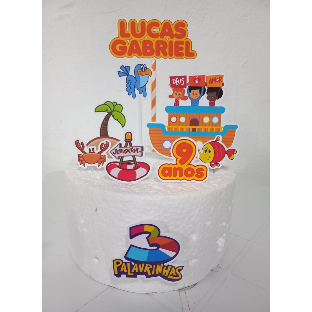 Topo de Bolo 3 Palavrinhas - Topper 3 Palavrinhas - Personalizado ...