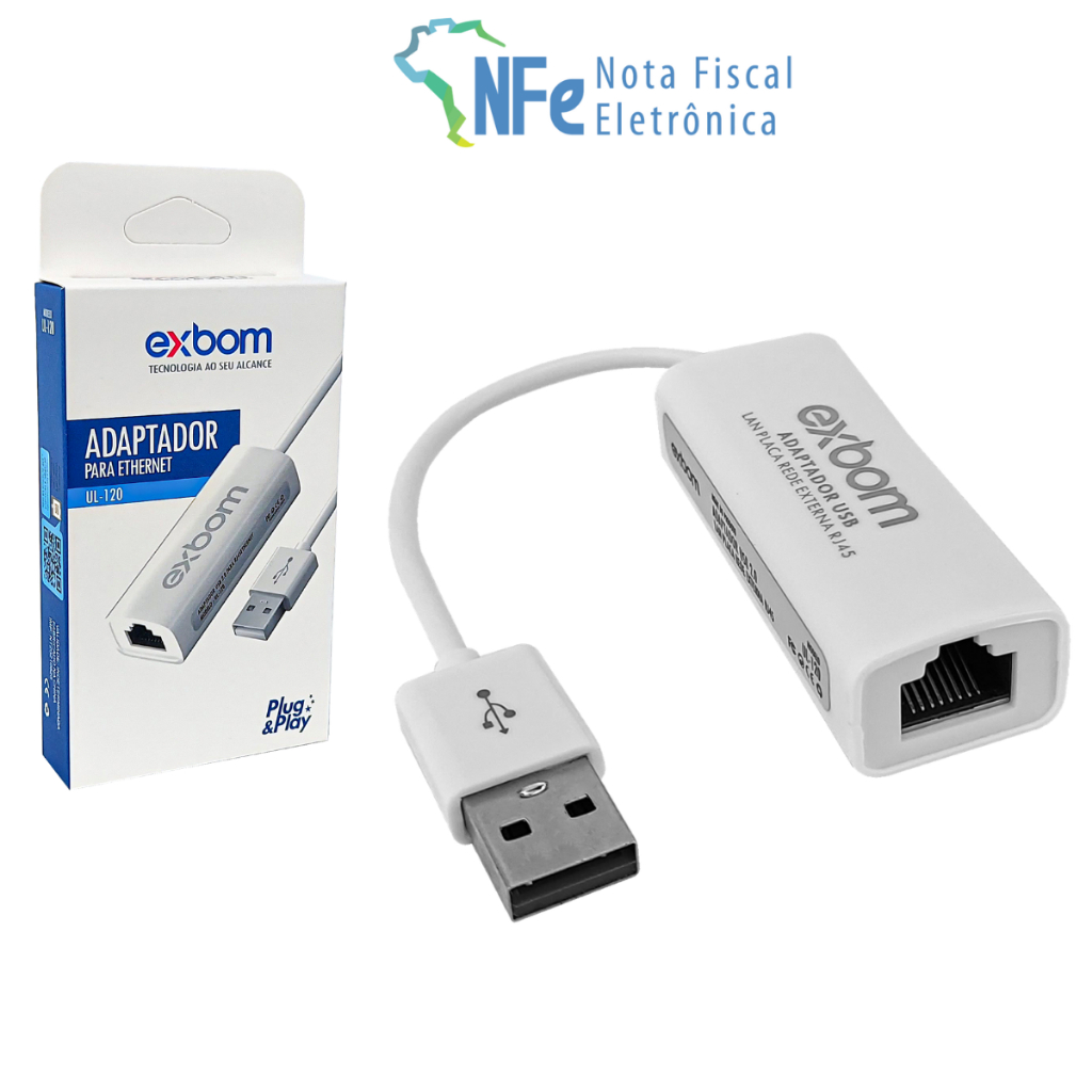 Adaptador de Rede USB RJ45 100 Mbps Placa Ethernet 10/100 - Para ...