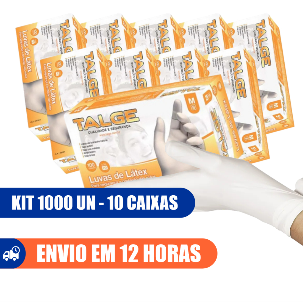 Luva de Látex Descartável Branca Com Pó 1000un Talge | Shopee Brasil