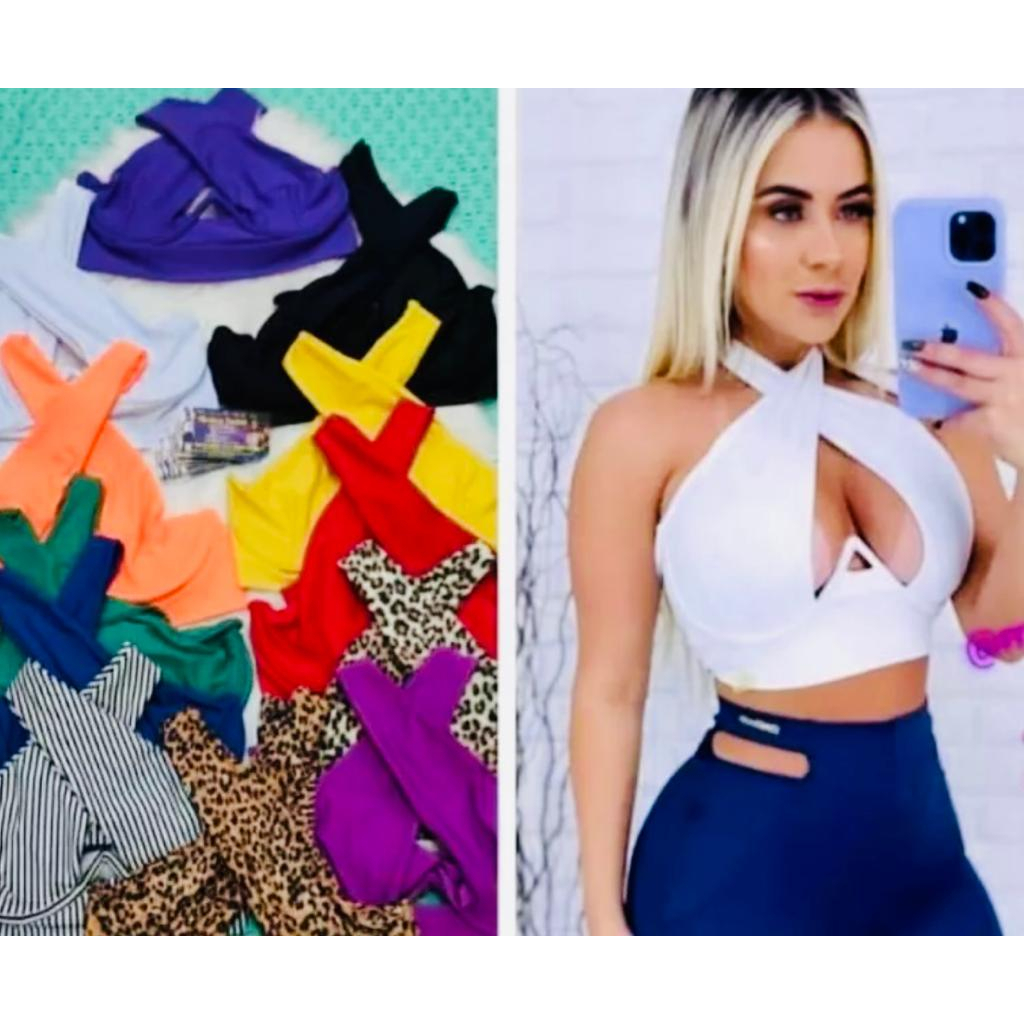 CROPPED ARO FEMININO MULTIFORMAS 3 EM 1 MODA BLOGUEIRA | Shopee Brasil