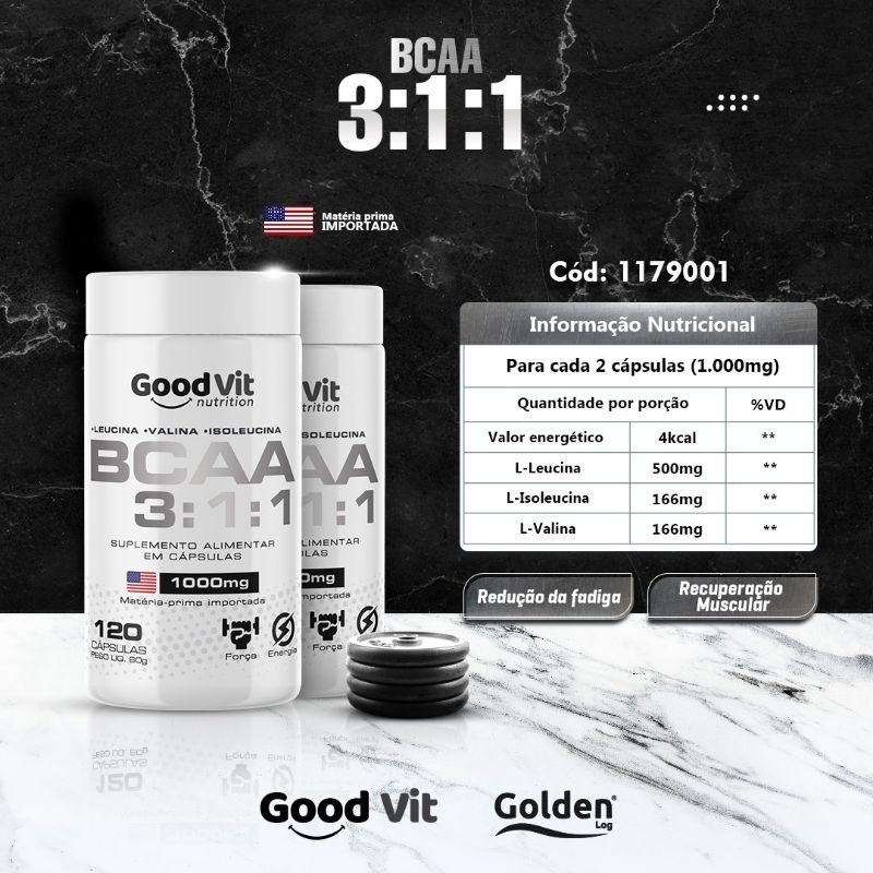 BCAA C/120 Cápsulas Good Vit | Shopee Brasil