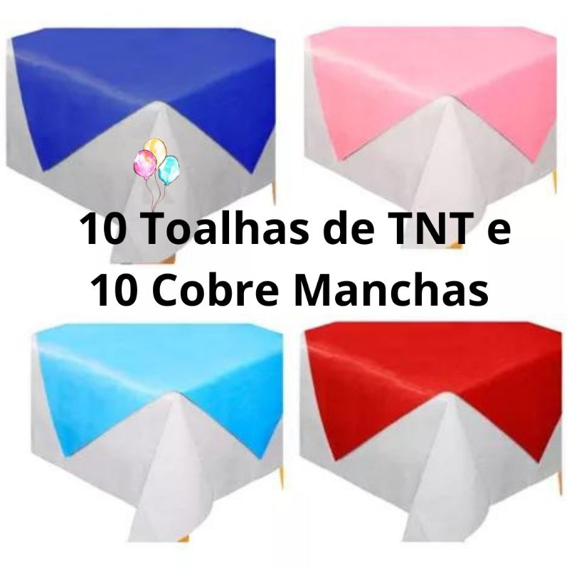 Kit 10 toalhas de TNT para Mesa 1,40x1,40 M + 10 Cobre Manchas 70x70 cm ...