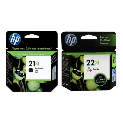 Kit Cartucho Tinta Original Hp 21xl 22xl Preto + Colorido | Shopee Brasil