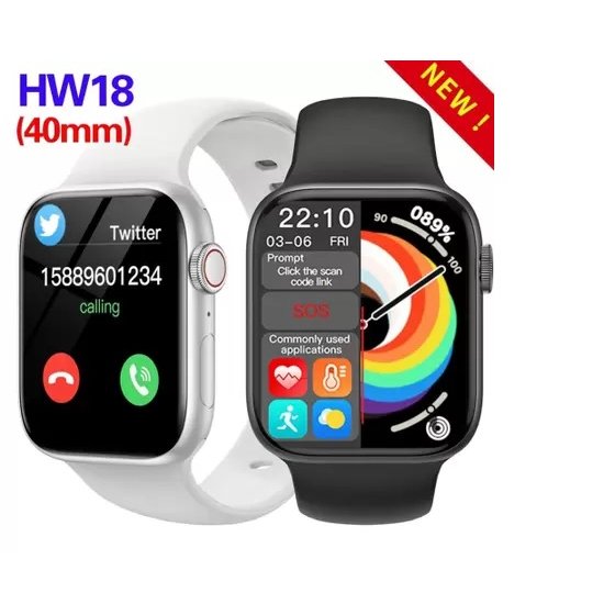Relogio Inteligente Smartwatch HW18 40mm C/2 Pulseiras Android iOS Bluetooth | Shopee Brasil