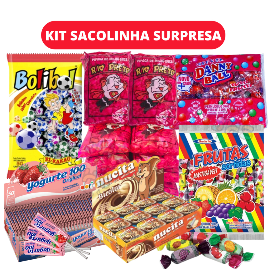 Kit Doces 40 Sacolinhas Surpresa Guloseimas Festa Infantil | Shopee Brasil