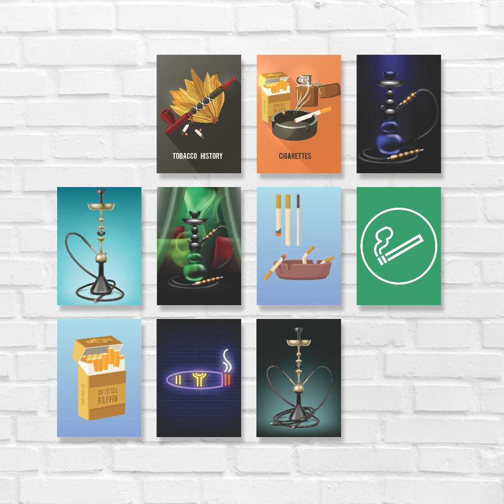 Kit 10 Placas Quadros Decorativos 28x20cm Tabacaria Hookah Narguile ...