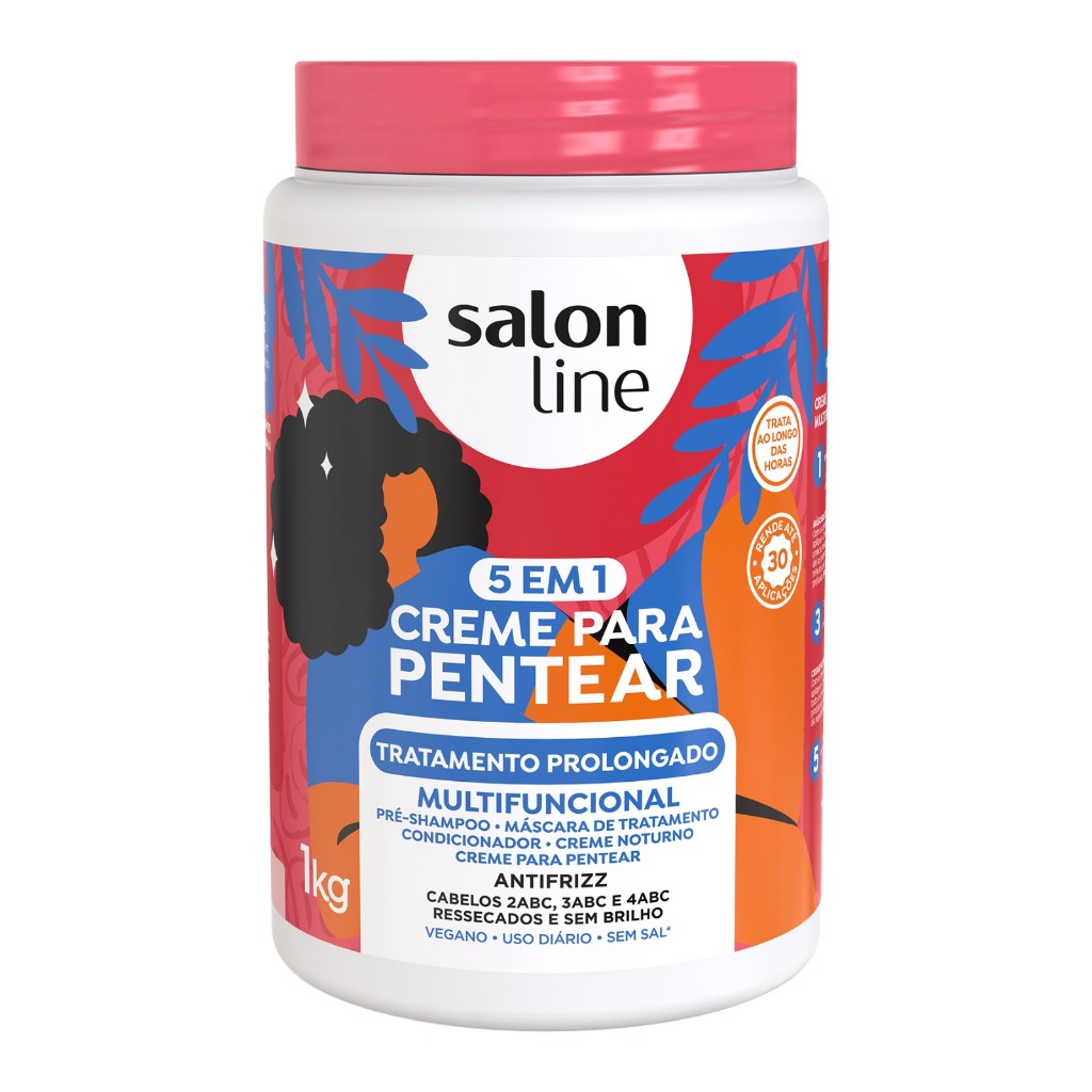 Creme para pentear salon line 5 em 1 tratamento prolongado multifuncional 1kg | Shopee Brasil