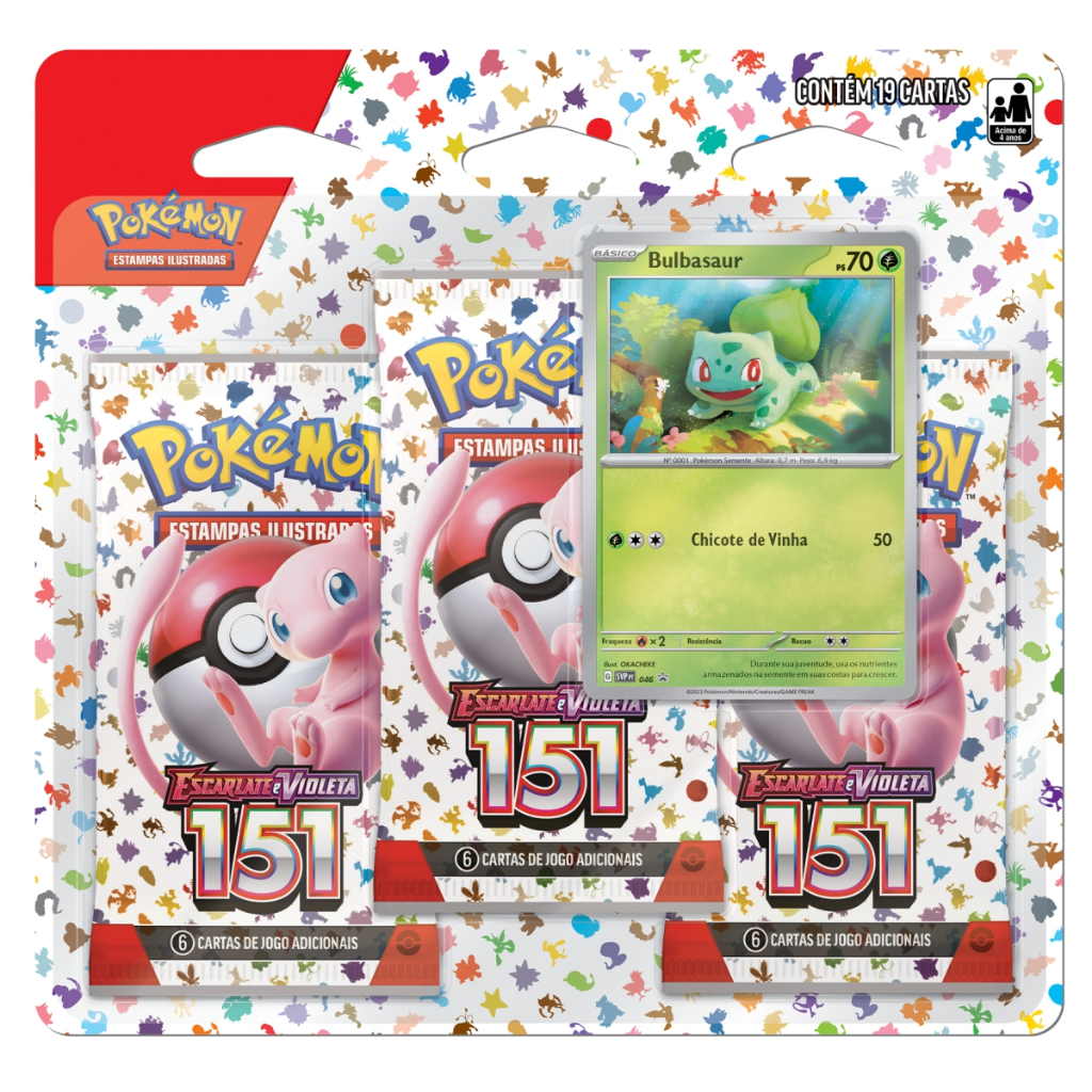 Blister Triplo Coleção Especial 151 Bulbasaur Pokemon Original Copag