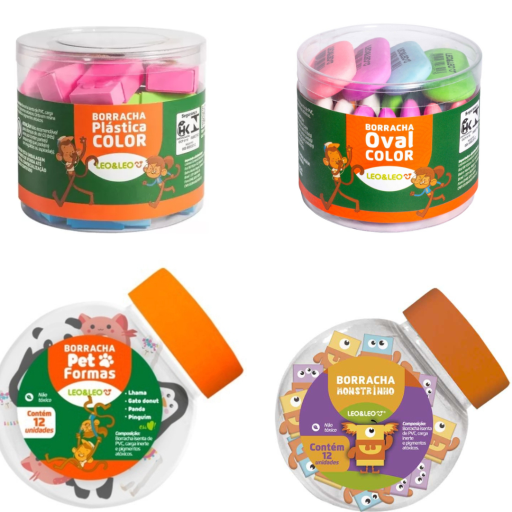 Borracha Plastica Escolar Colorida/ Kit Unidades | Shopee Brasil