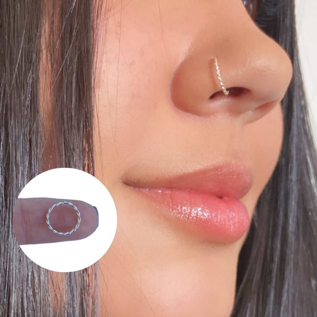 Piercing Nariz Argola Torcida Prata 925 | Shopee Brasil