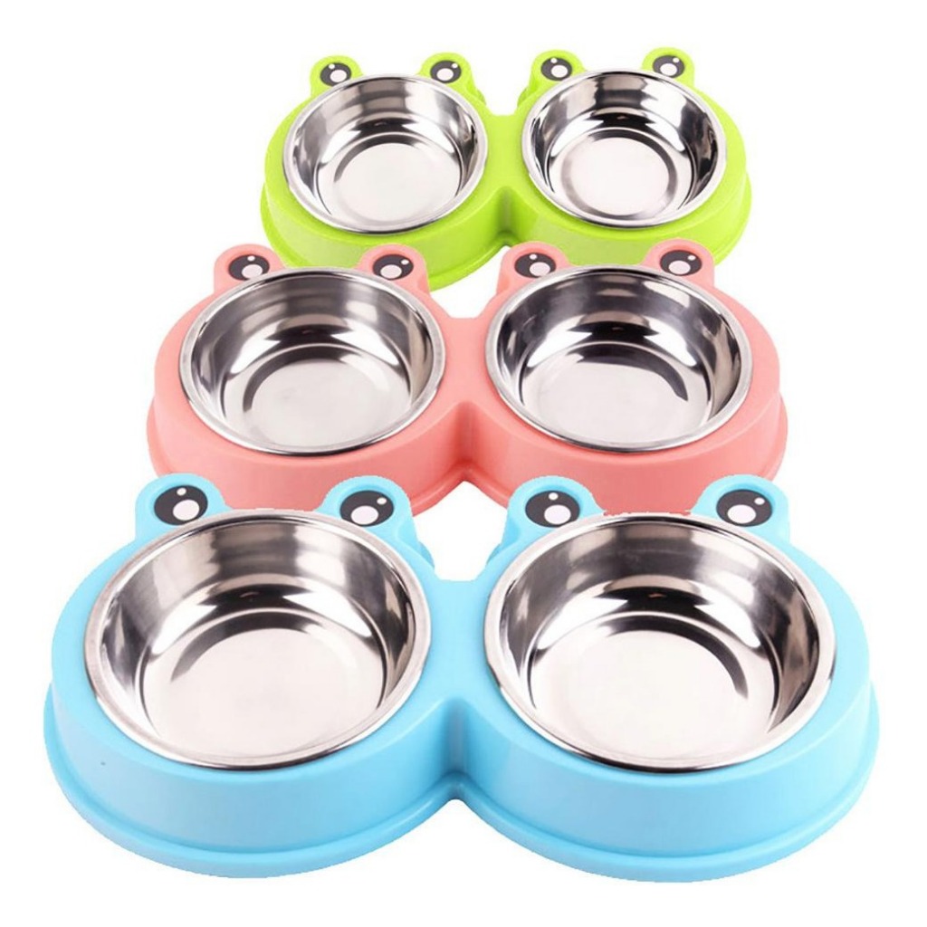 Comedouro Bebedouro Pote Duplo Cães Gatos Pet Inox Sapinho | Shopee Brasil
