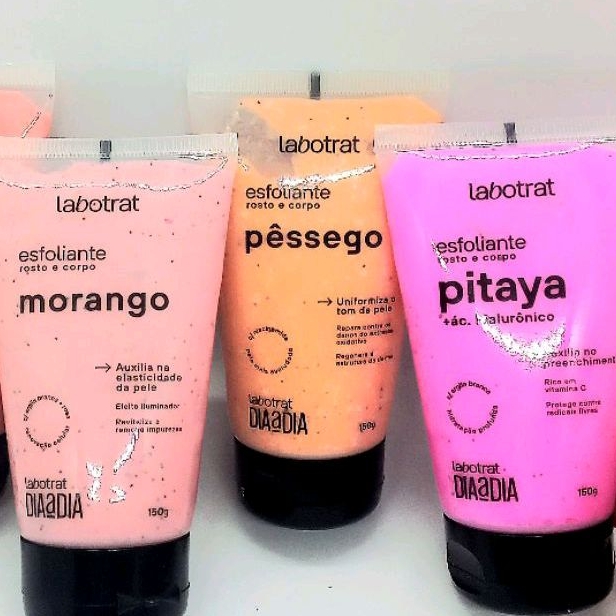 KIT LABOTRAT COM 3 ESFOLIANTES CORPORAL E FACIAL 150gr Cada (MORANGO ...