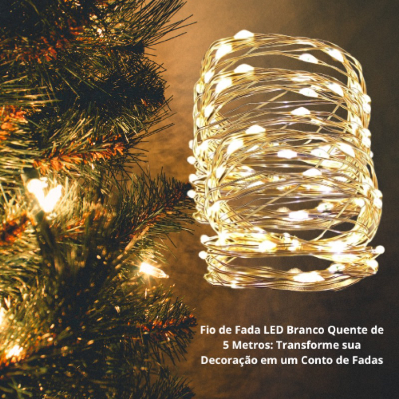 Fio de Fada LED Branco Quente de 5 Metros: Transforme sua Decoração em ...