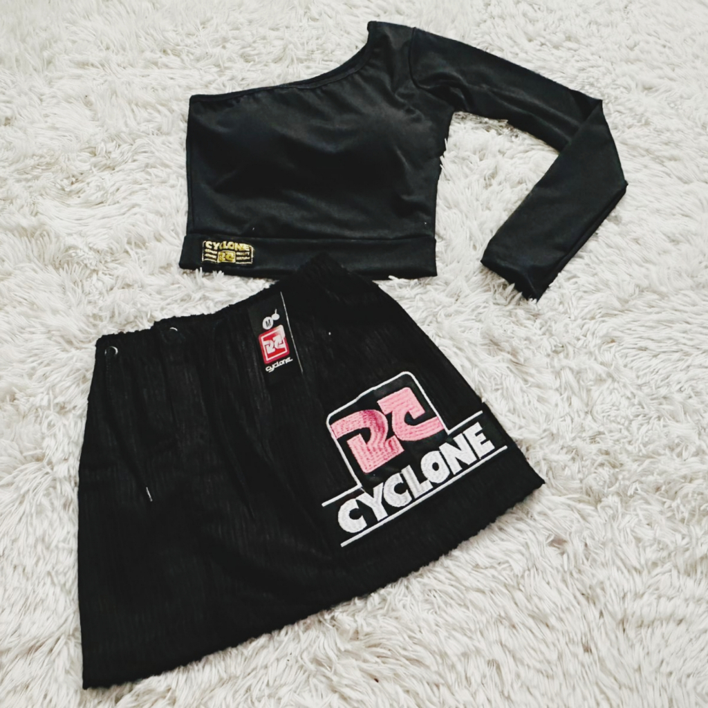 Saia Cyclone Veludo faixa e Cropped Pop | Shopee Brasil