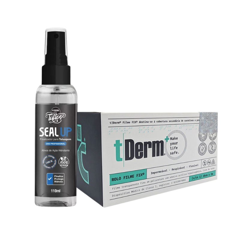 Kit TDerm Fix 5x10 + Seal Up Mboah Finalizador 110ml Pós Tatuagem ...