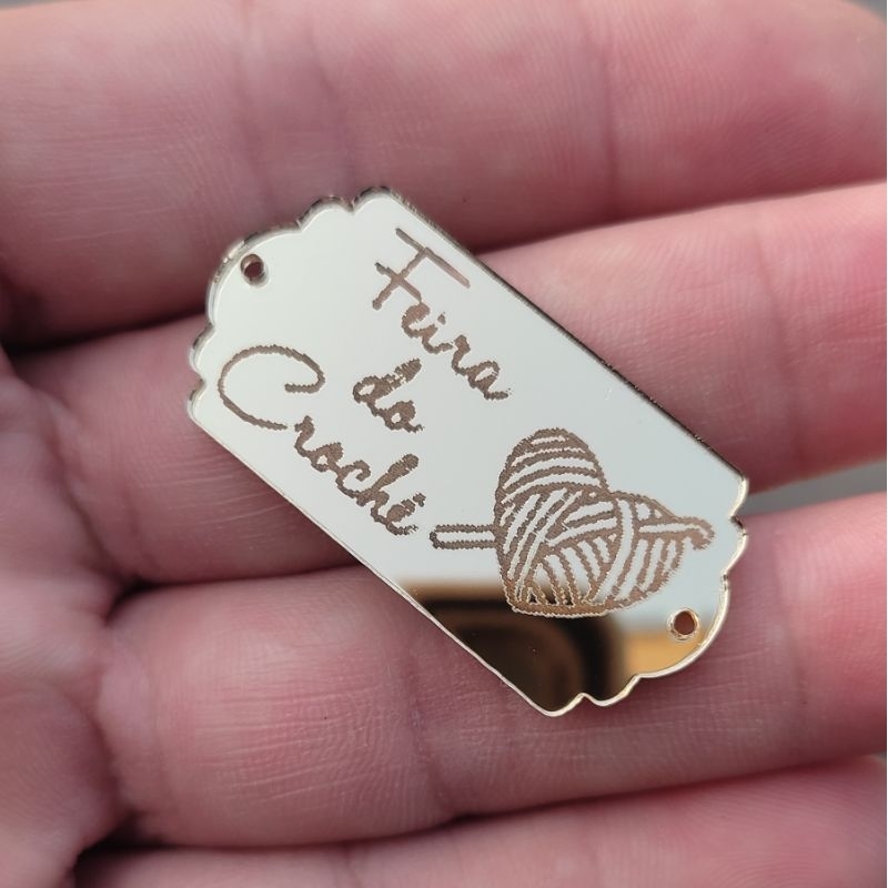 Etiqueta Personalizada Tag em Acrílico - Artesanato Crochê (Informe o ...