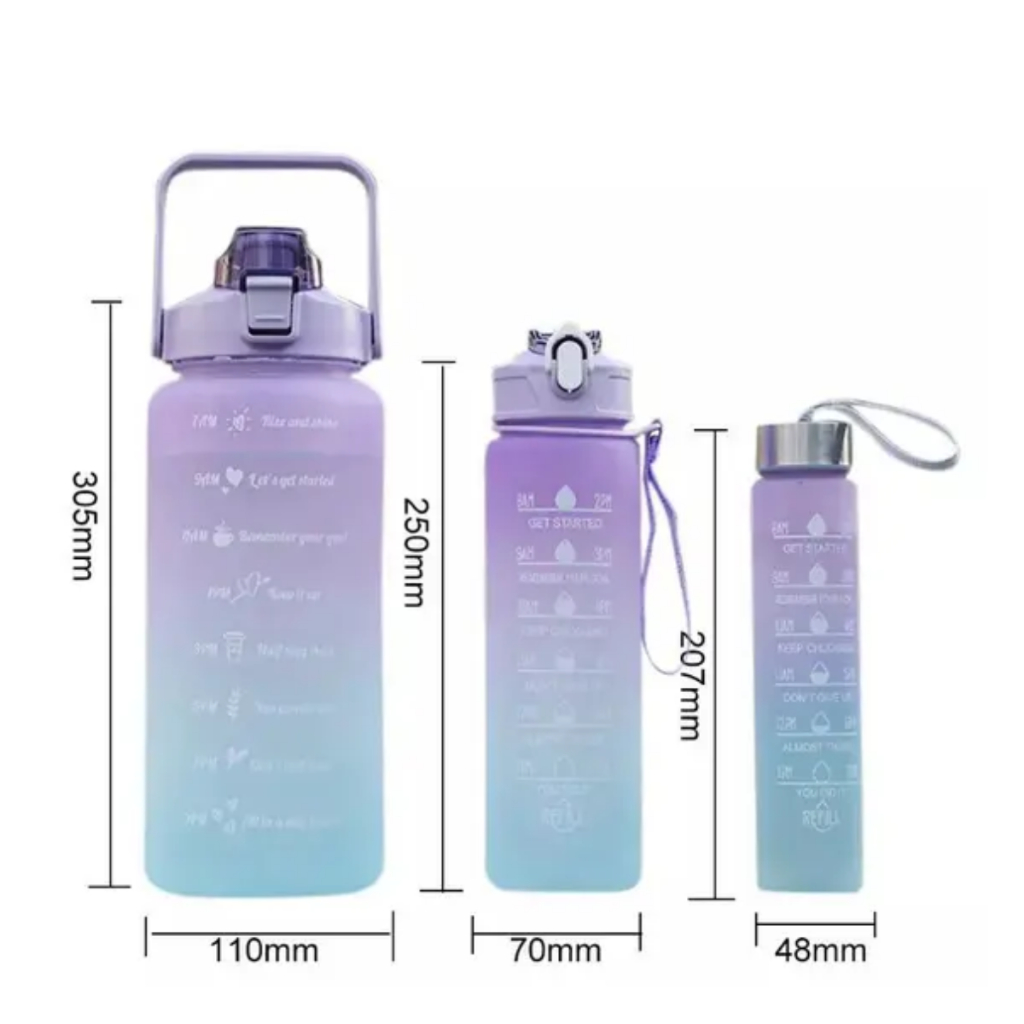Conjunto Garrafas de água Motivacional - 1300ml, 2000ml e 900ml | Shopee Brasil