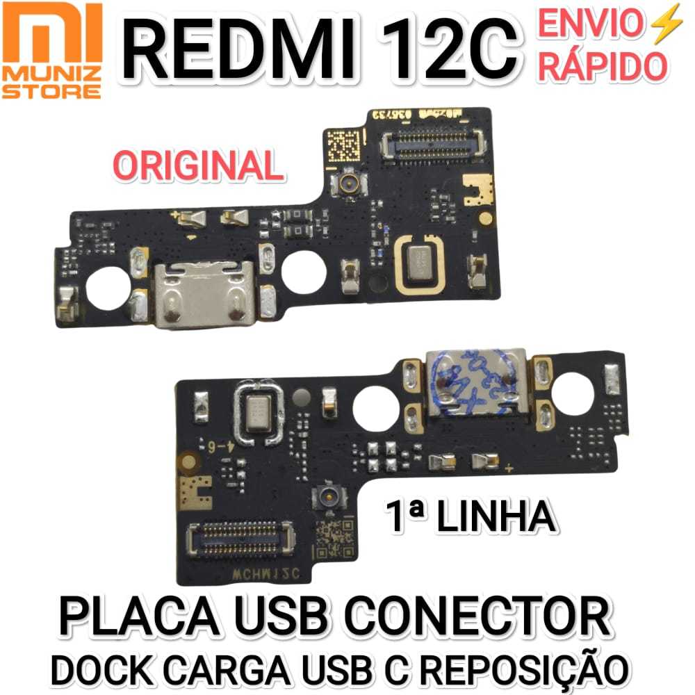 Conector Xiaomi Redmi 12C Placa De Carga USB C Original e 1°Linha Turbo ...