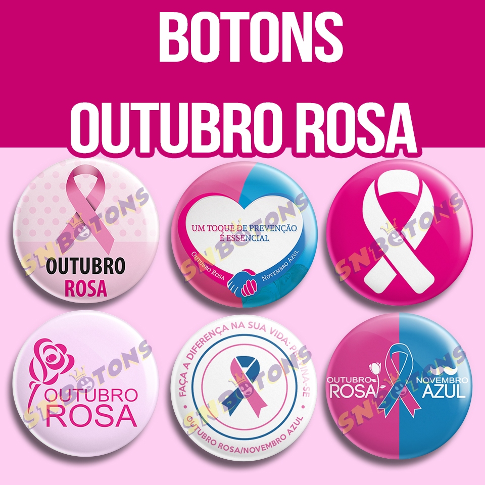 50 100 200 Botons Bottons Personalizados Outubro Rosa E Novembro Azul
